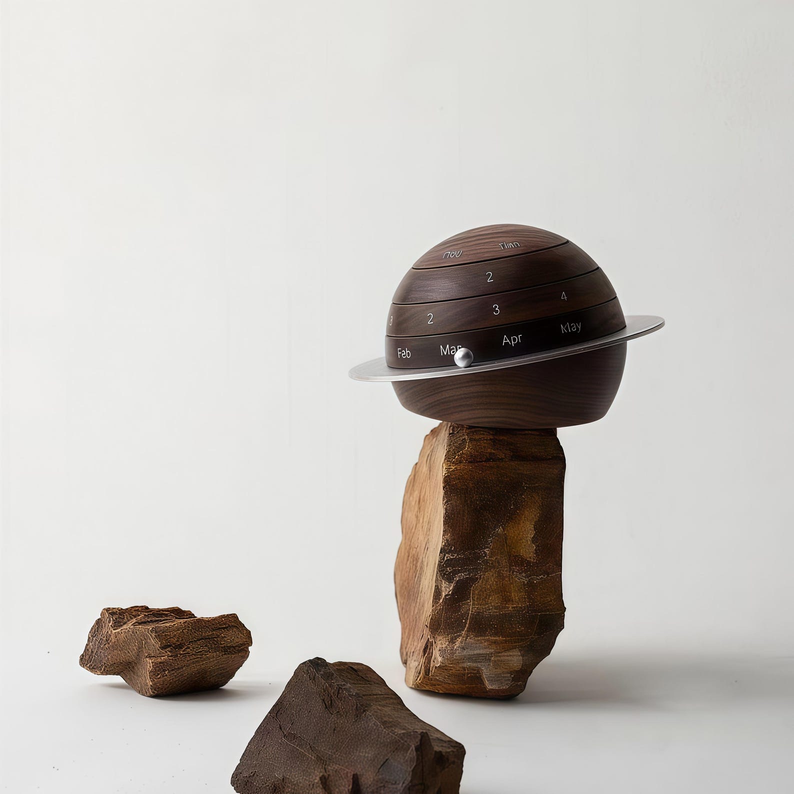Wooden Planet Perpetual Calendar, Walnut Home Office Decor, Engraved ...