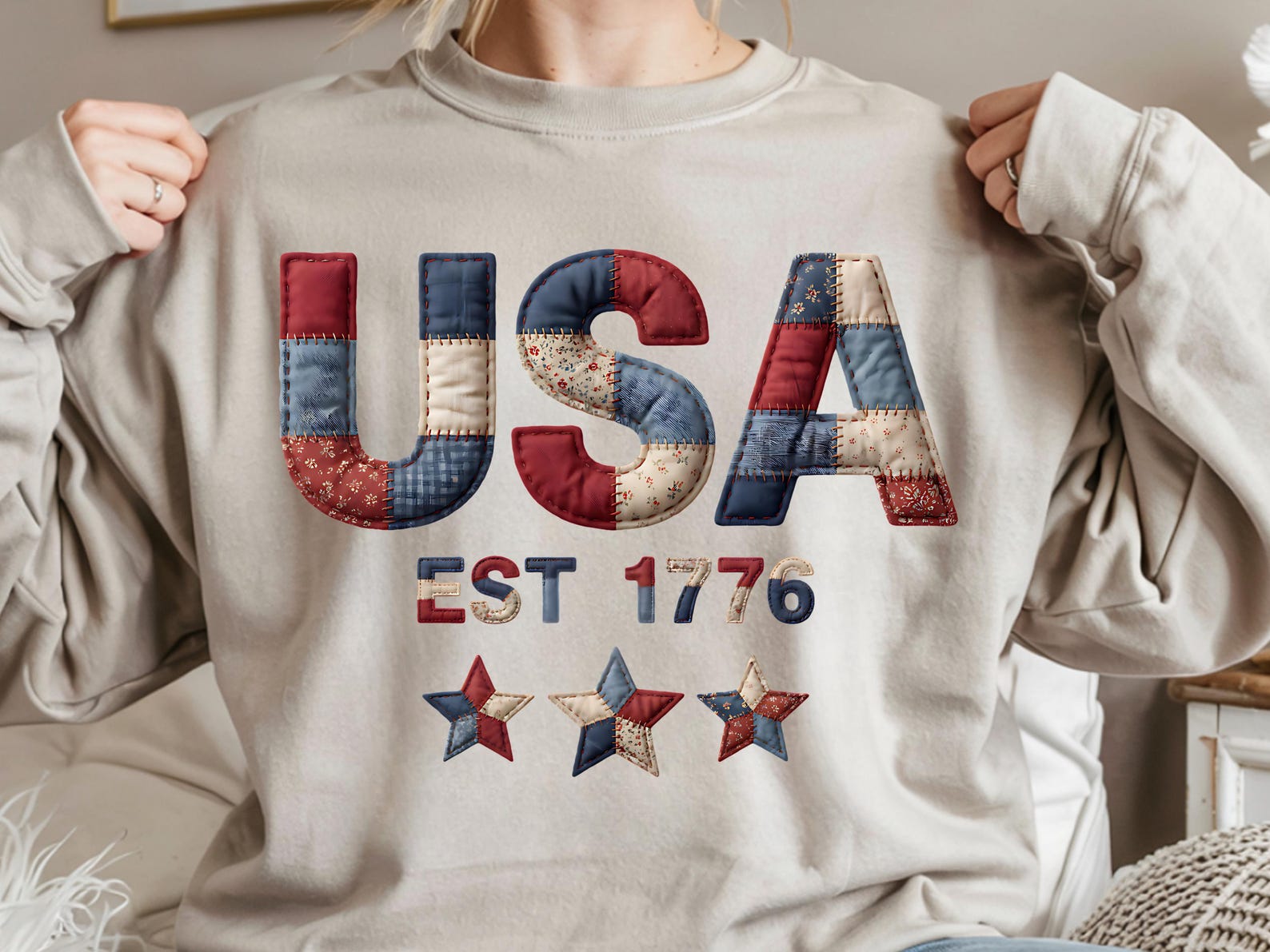USA Est 1776 Quilt Patchwork PNG, Patriotic Graphic - Etsy
