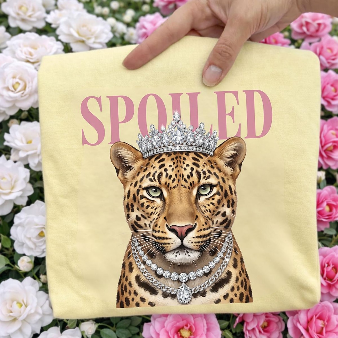 Spoiled Leopard PNG, Jeweled Crown, Diamond Necklace Sublimation Design ...
