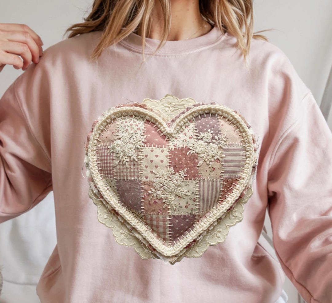 Patchwork Quilted Heart PNG, Vintage Lace Embroidery Heart, Shabby Chic ...