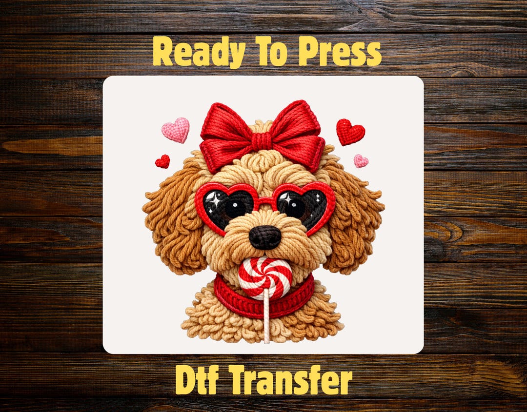 Faux Yarn Dog Valentine Goldendoodle DTF Transfer, Ready to Press - Etsy