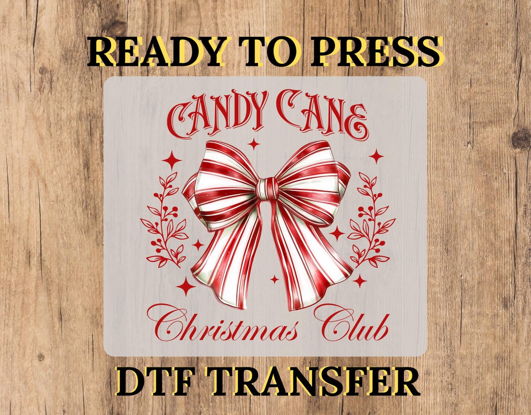 Merry Christmas Candy Cane DTF Transfer: Christmas Club Heat Press ...