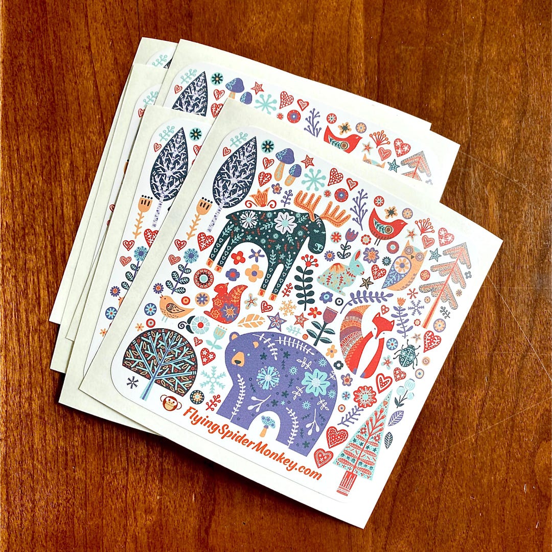 Boreal Forest Biome Vinyl Sticker | Scandinavian Folk Art Woodland ...