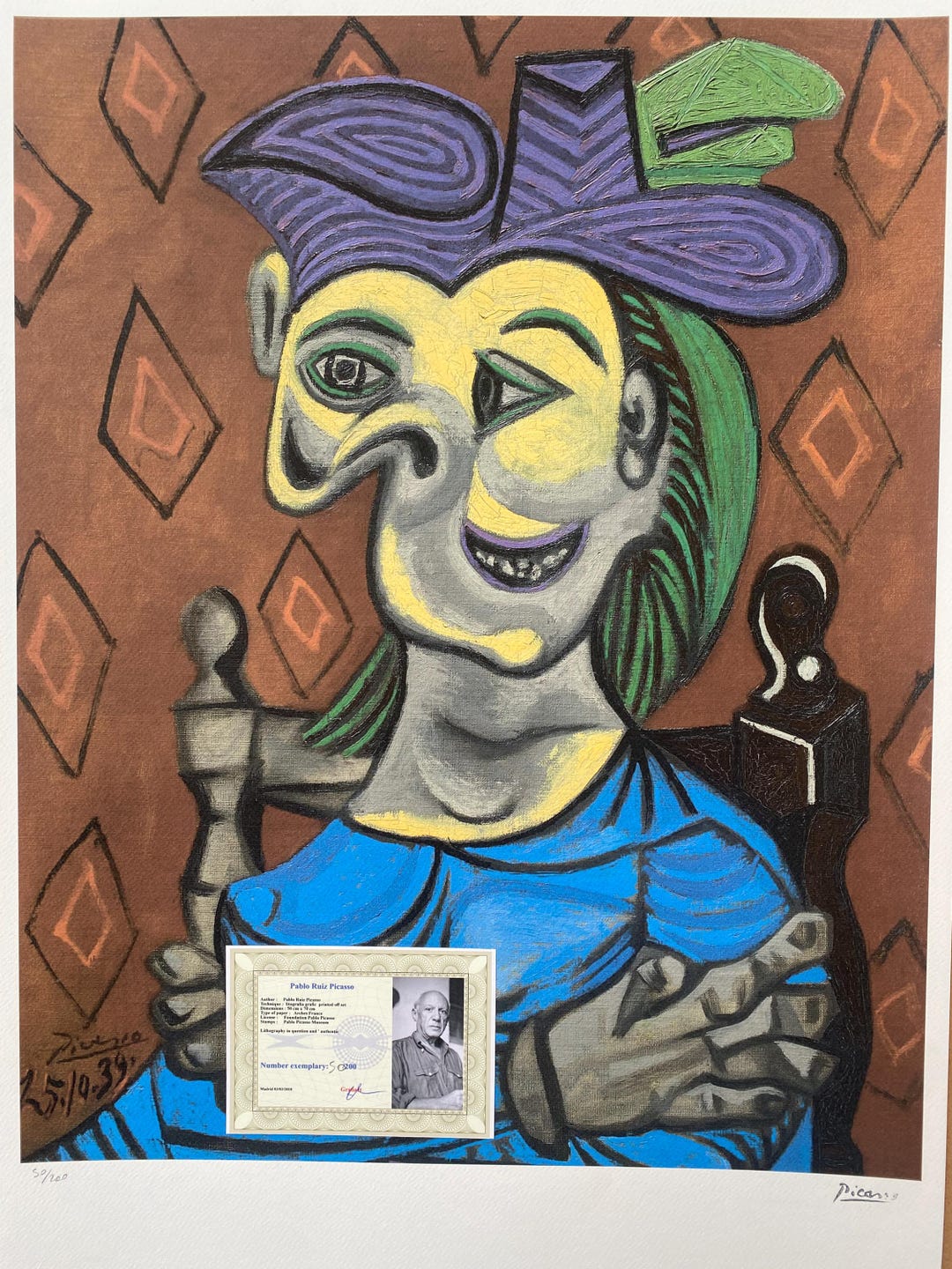 Picasso "femme Assise, Robe Bleue,1937" Lithograph (signed, With ...