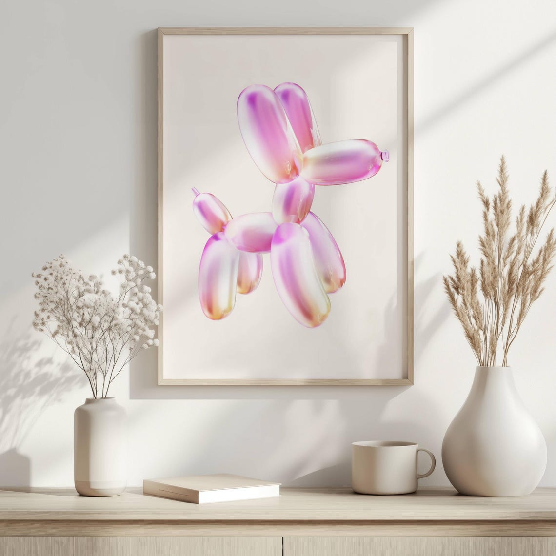 Pink Balloon Dog Art Print | Abstract Preppy Wall Decor (A3, A4) - Etsy