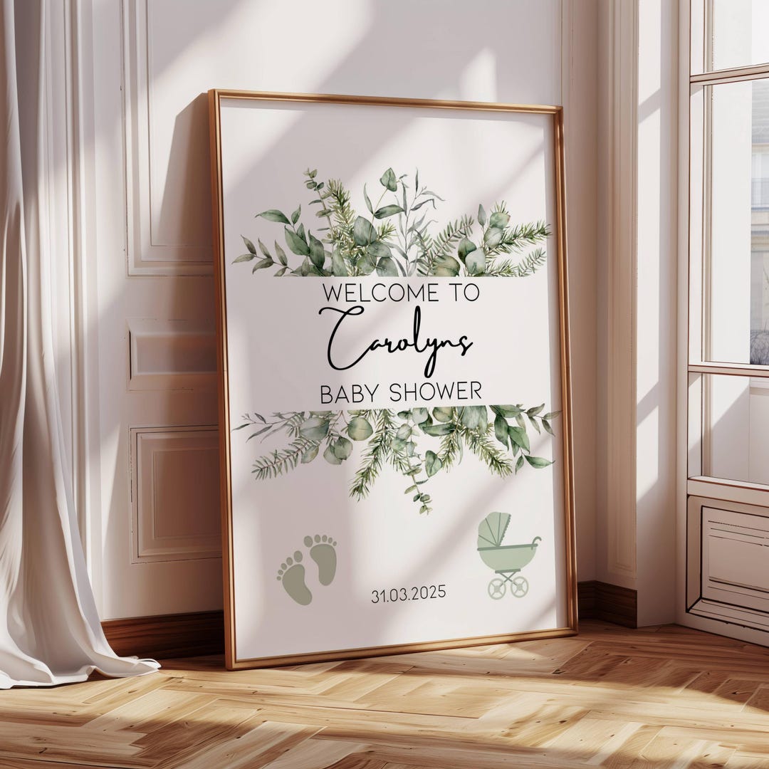 Custom Baby Shower Welcome Poster, Botanical Floral Print, A3 A4 A5 ...