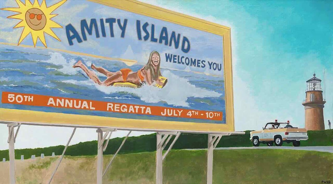 Jaws Movie Painting Print Amity Island Billboard Giclée Print (A3) - Etsy