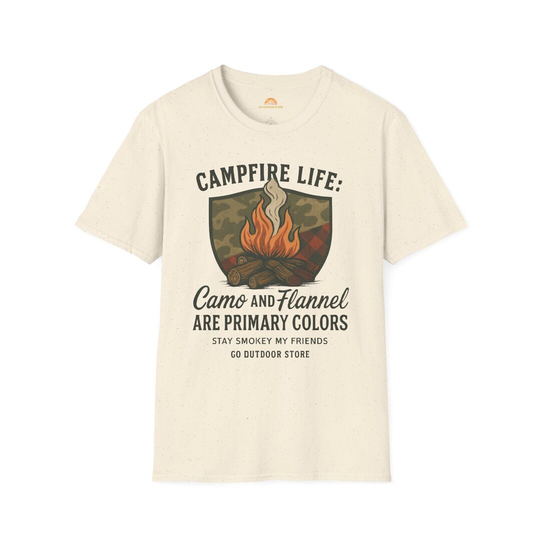 Campfire Life Flame Shield Graphic T-shirt | Camping Camper Back Print ...