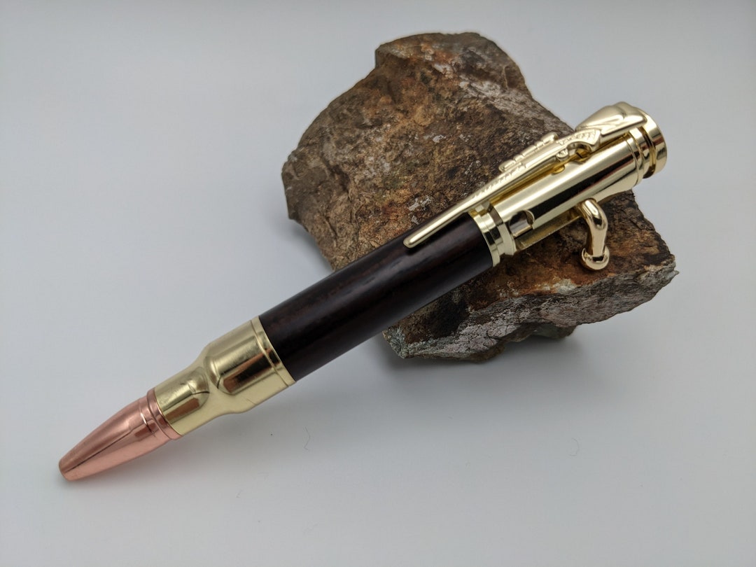 Mini Bolt Action Bullet Pen 30 Caliber Blackwood and Gold - Etsy