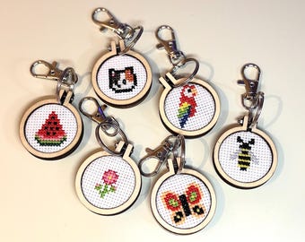 Cross Stitch Key Ring Kit, Alphabet Letters, LETTERS A-J, Choose Letter ...