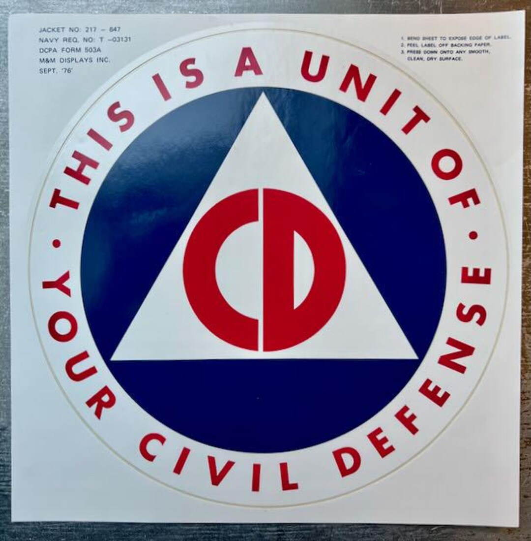 Large Civil Defense Unit Decal 8" Original From 1976 New Vintage ...