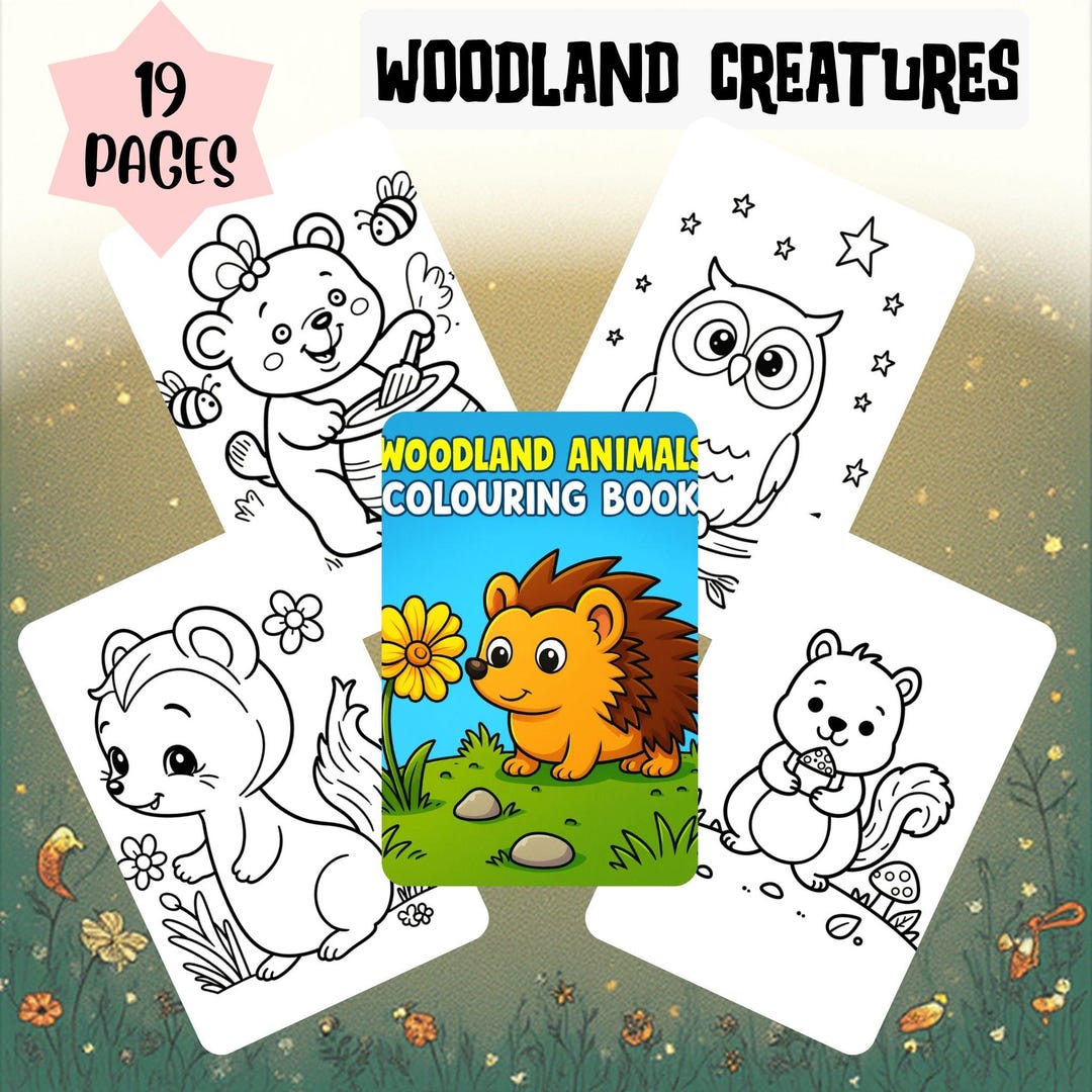 Woodland Animals Colouring Book: Forest Creatures Art (PDF Pattern) - Etsy