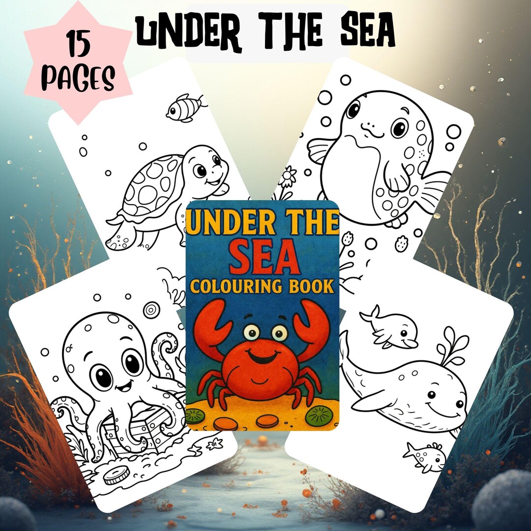 Under the Sea Coloring Book: Ocean Animals, Mermaids (PDF) - Etsy