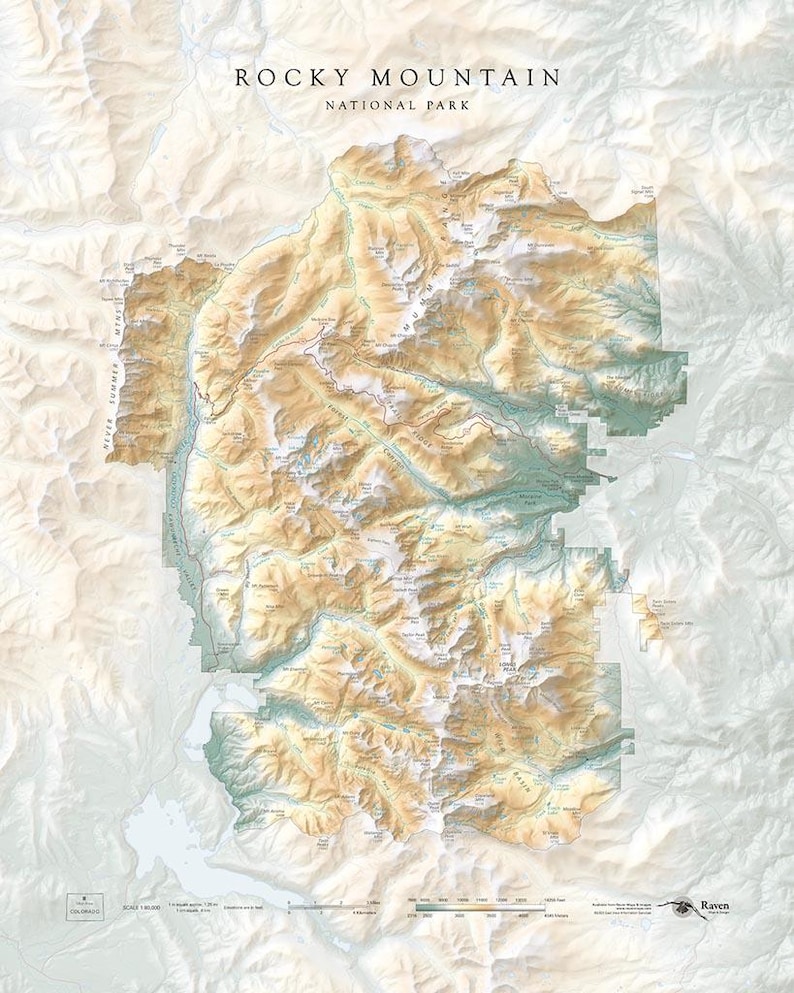 Rocky Mountain National Park - Elevation Map - Etsy