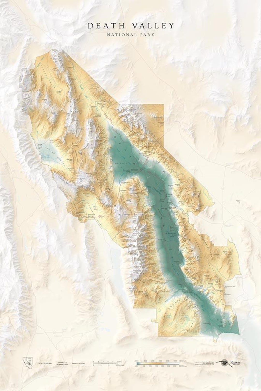 Death Valley National Park - Elevation Map - Etsy