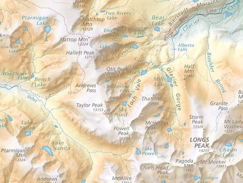 Rocky Mountain National Park - Elevation Map - Etsy