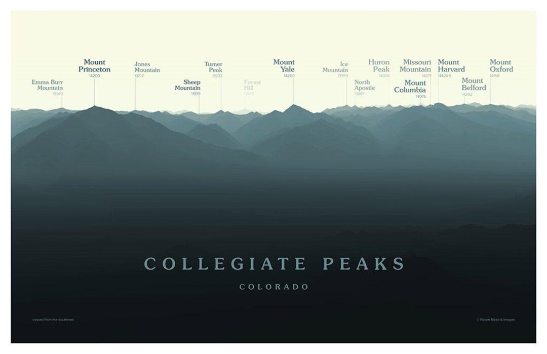Collegiate Peaks Peakscapes Elevation Panorama - Etsy