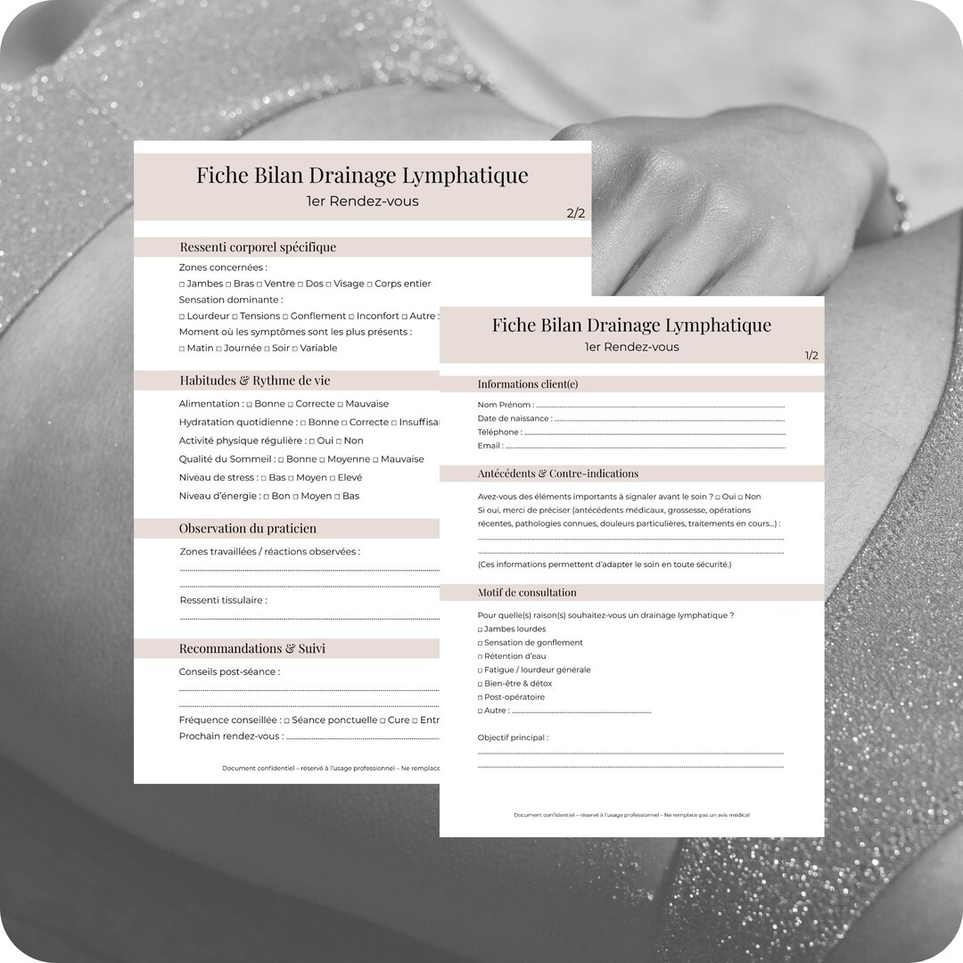 Lymphatic Drainage Assessment Form | A4 Professional Client Form ...