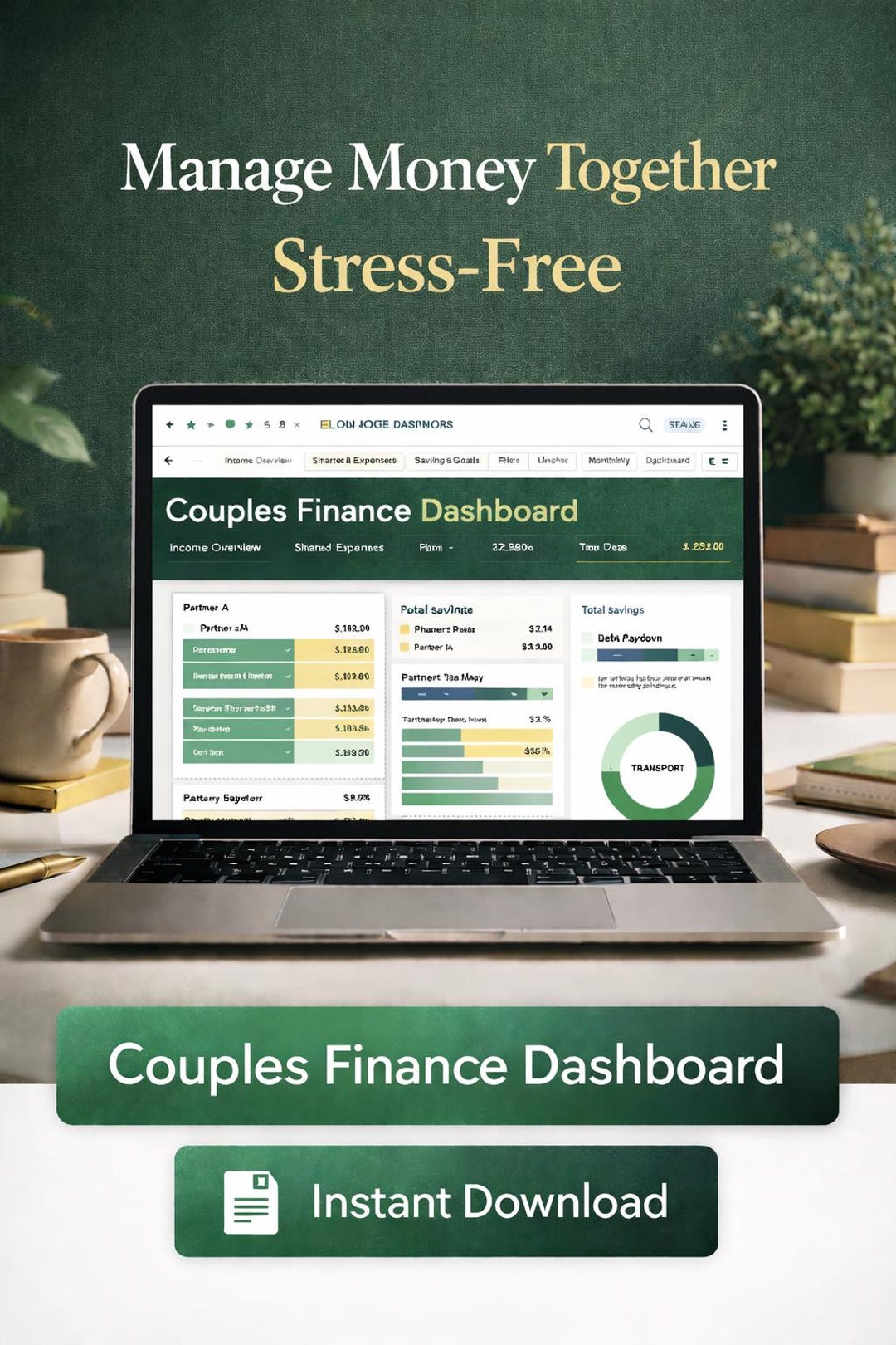 Couples Budget Planner Spreadsheet | Shared Finance Dashboard for ...