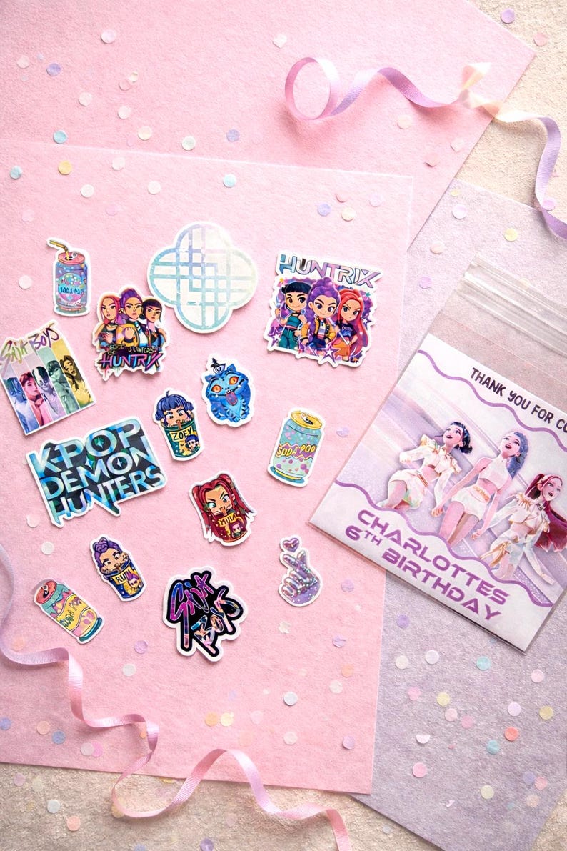 Kpop Demon Hunters Sticker Pack | Birthday Party Favours, Thank You ...