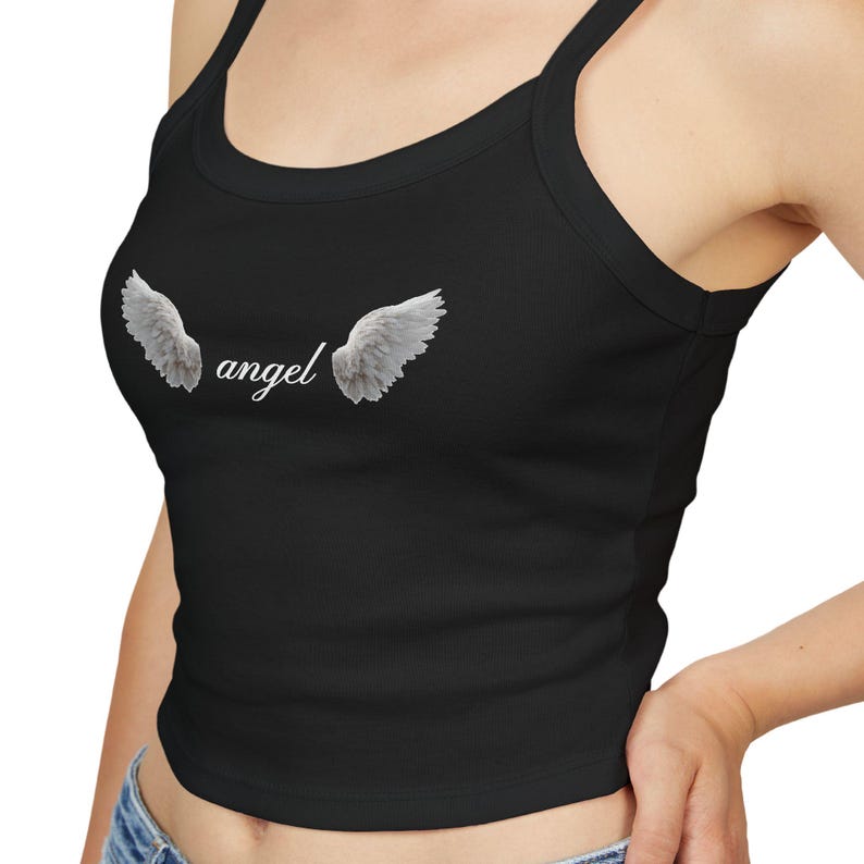 Angel Wings Tank Top | Minimal White Wing Design, Coquette Y2K Angelic ...