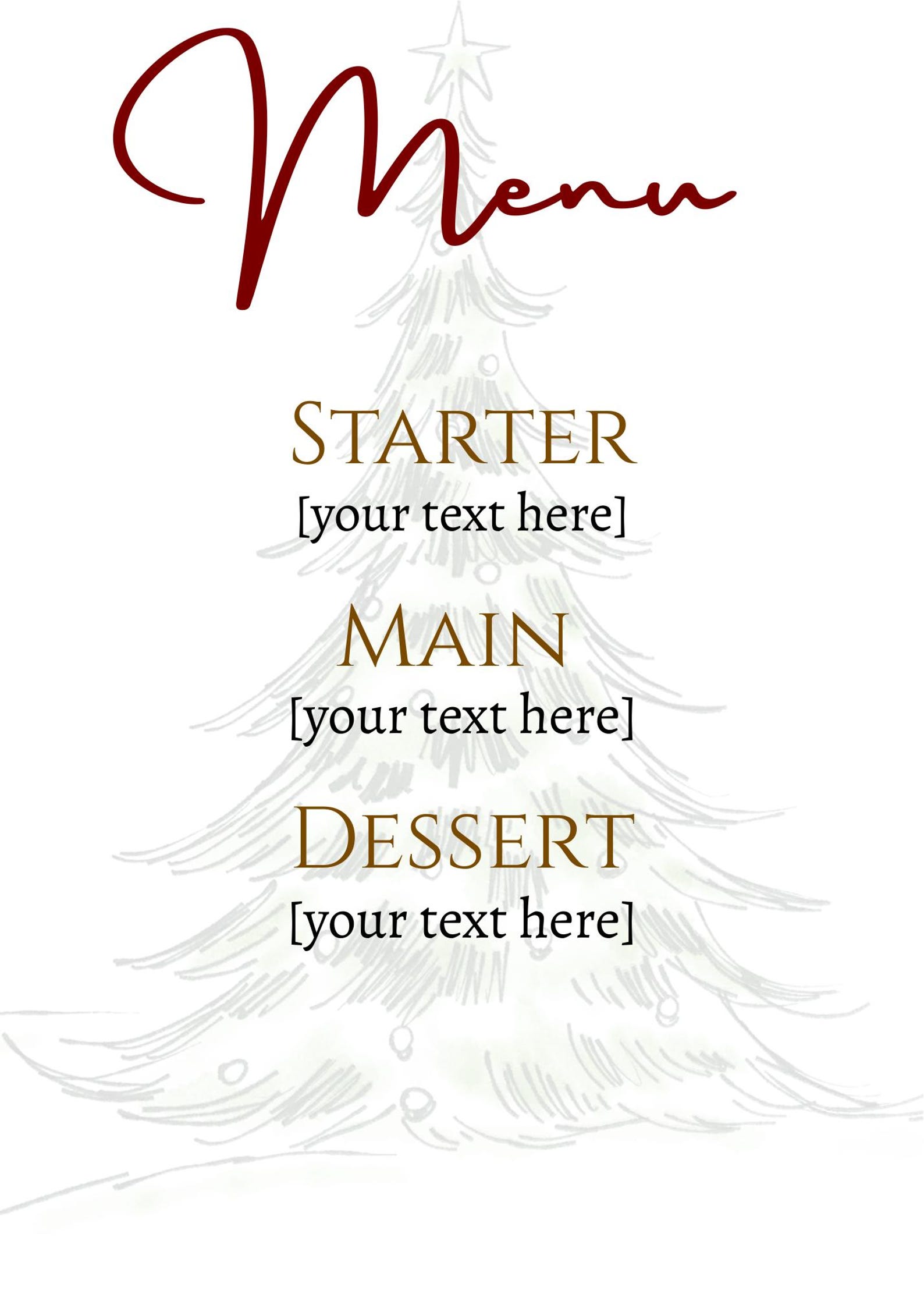 Christmas Menu Template With Christmas Tree - Etsy