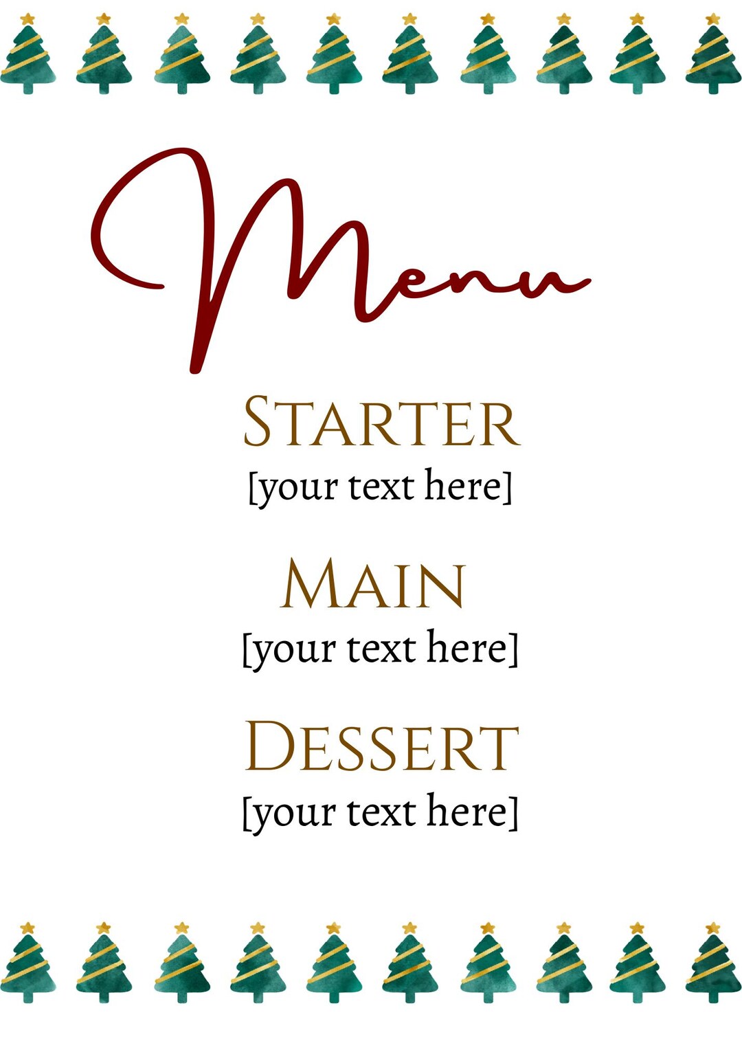 Christmas Tree Menu Template - Etsy