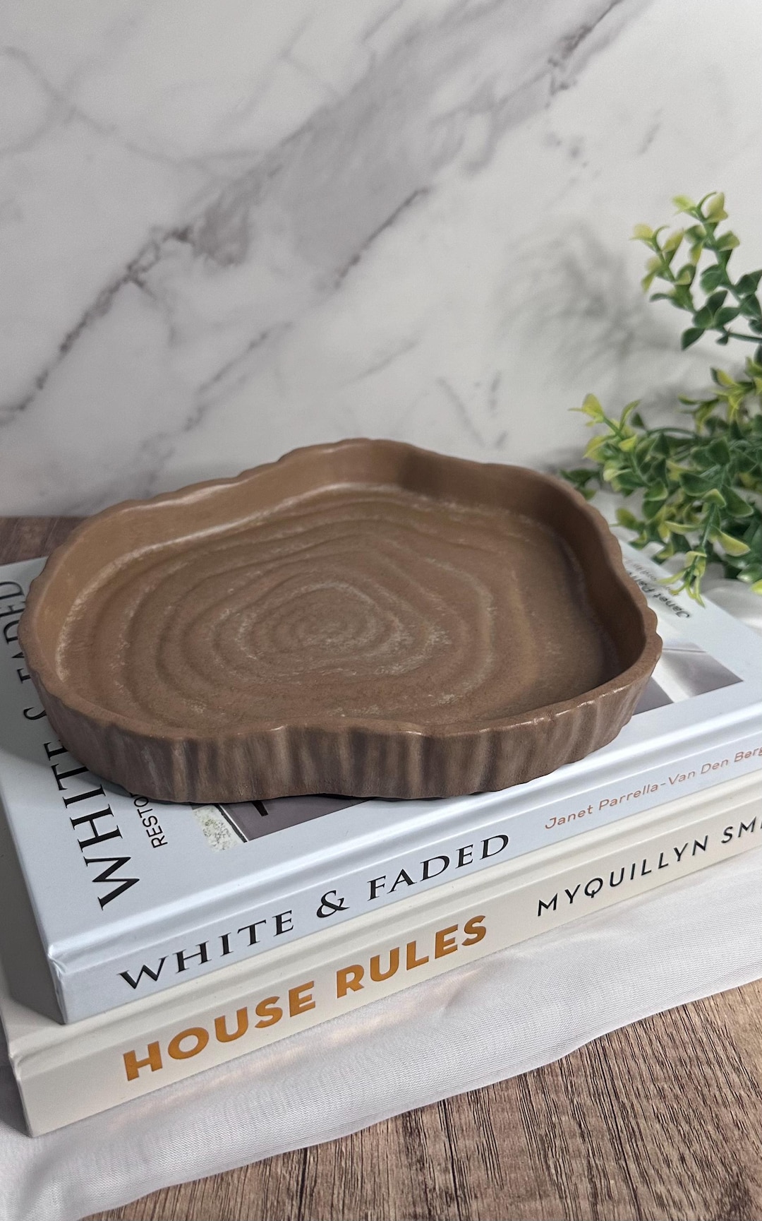 Handmade Cement Plaster Tray | Rustic Minimalist Decor | Tree Trunks ...