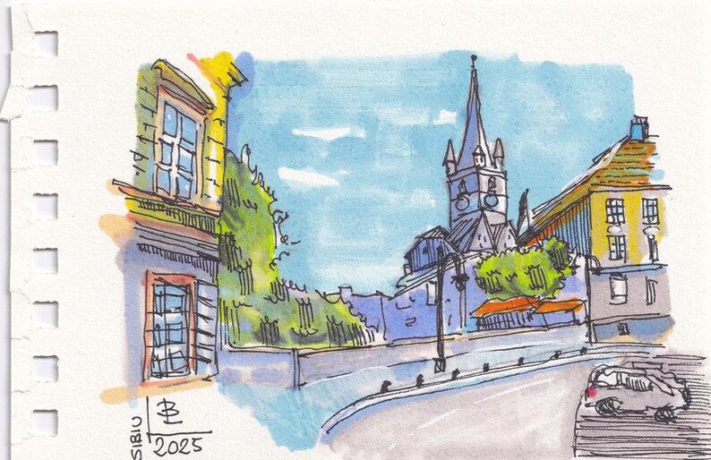 Romania Travel Sketches - Sibiu – Digital Art Set | Pencils on the Road ...