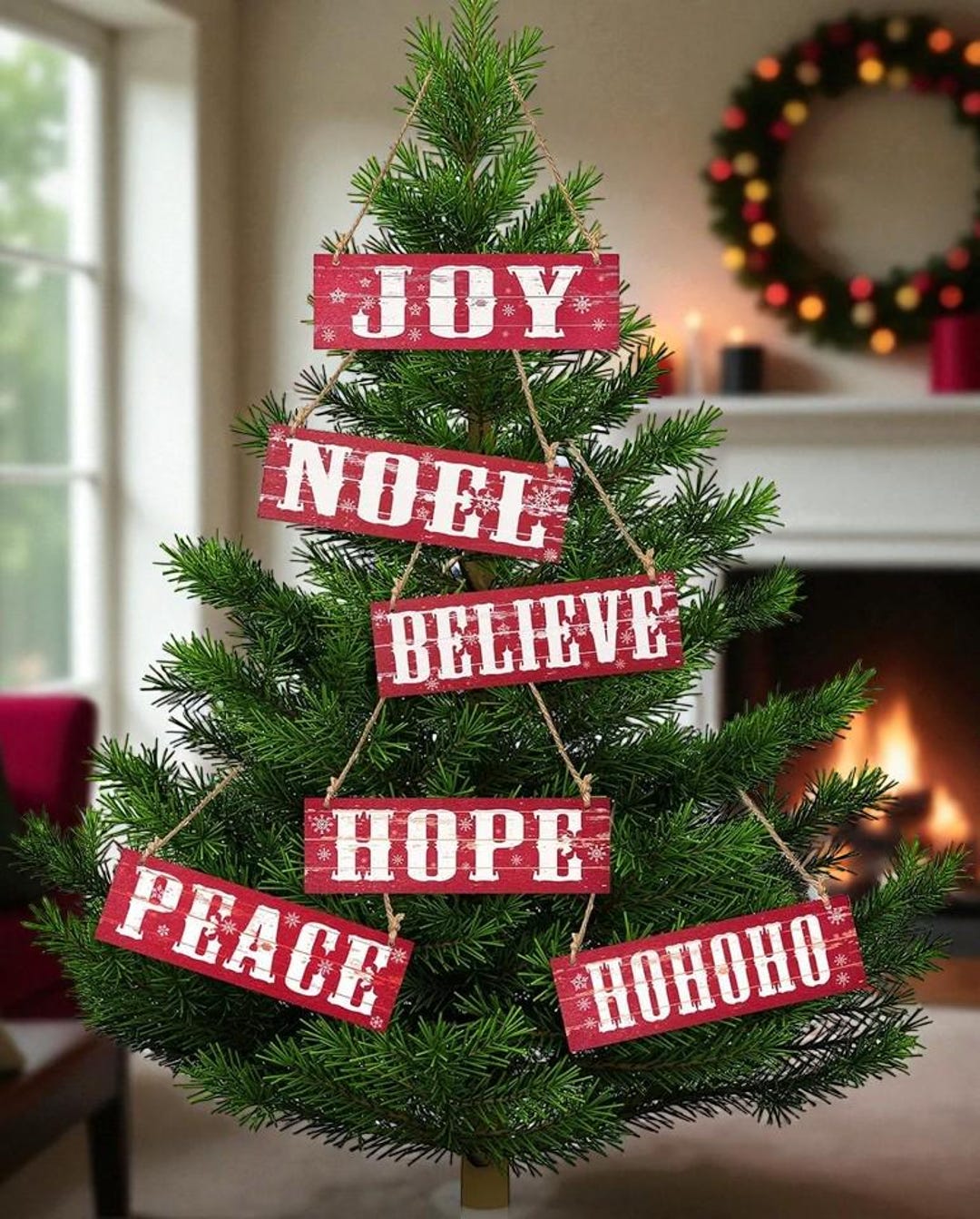 6-piece Vintage Wooden Christmas Decor Set – Rustic Wall Plaques ...