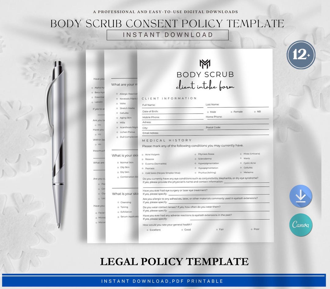 Body Scrub Consent Form Template: Spa & Salon Client Policy (PDF) - Etsy