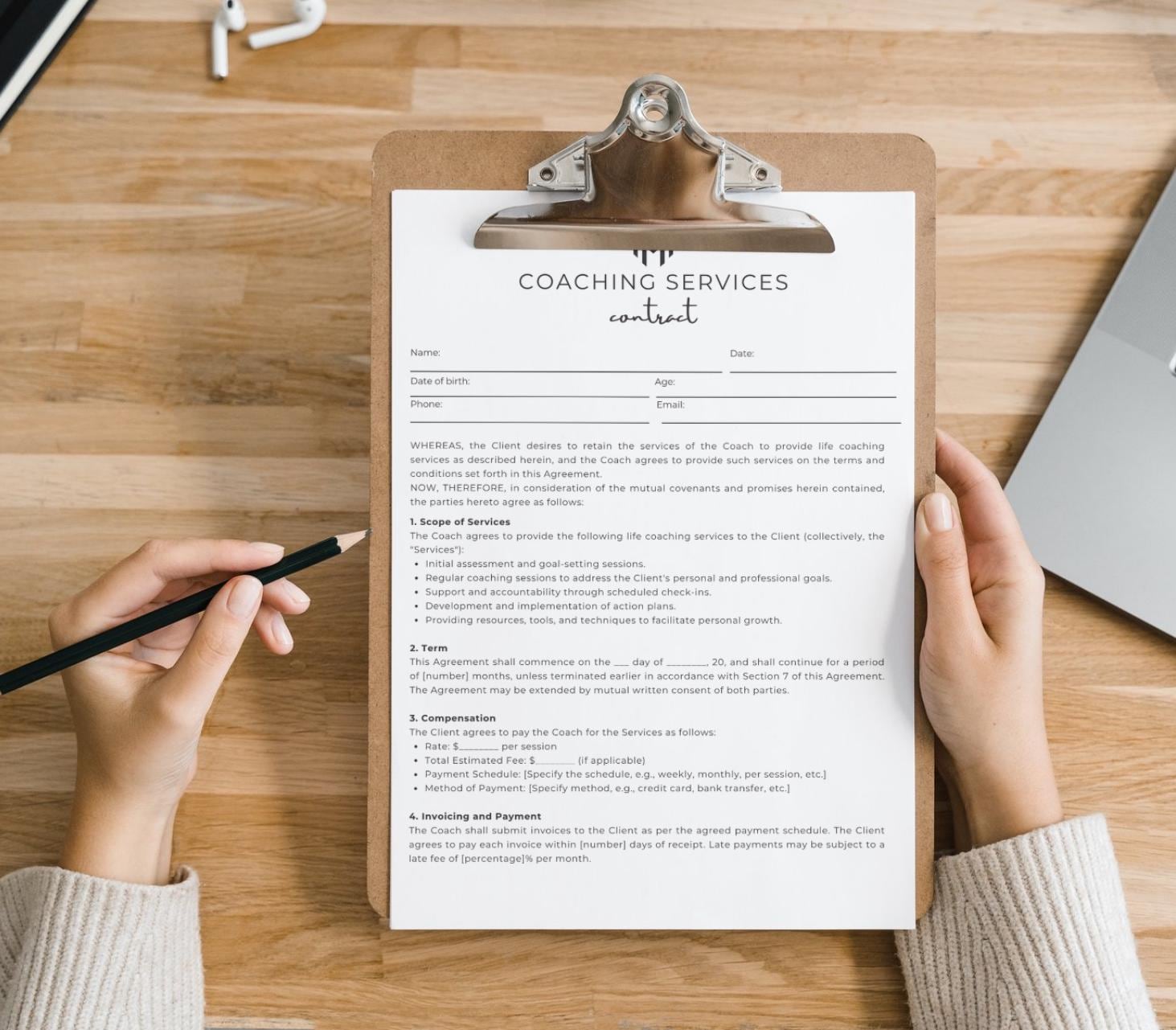 Life Coach Contract Template: Editable Coaching Services Agreement PDF ...