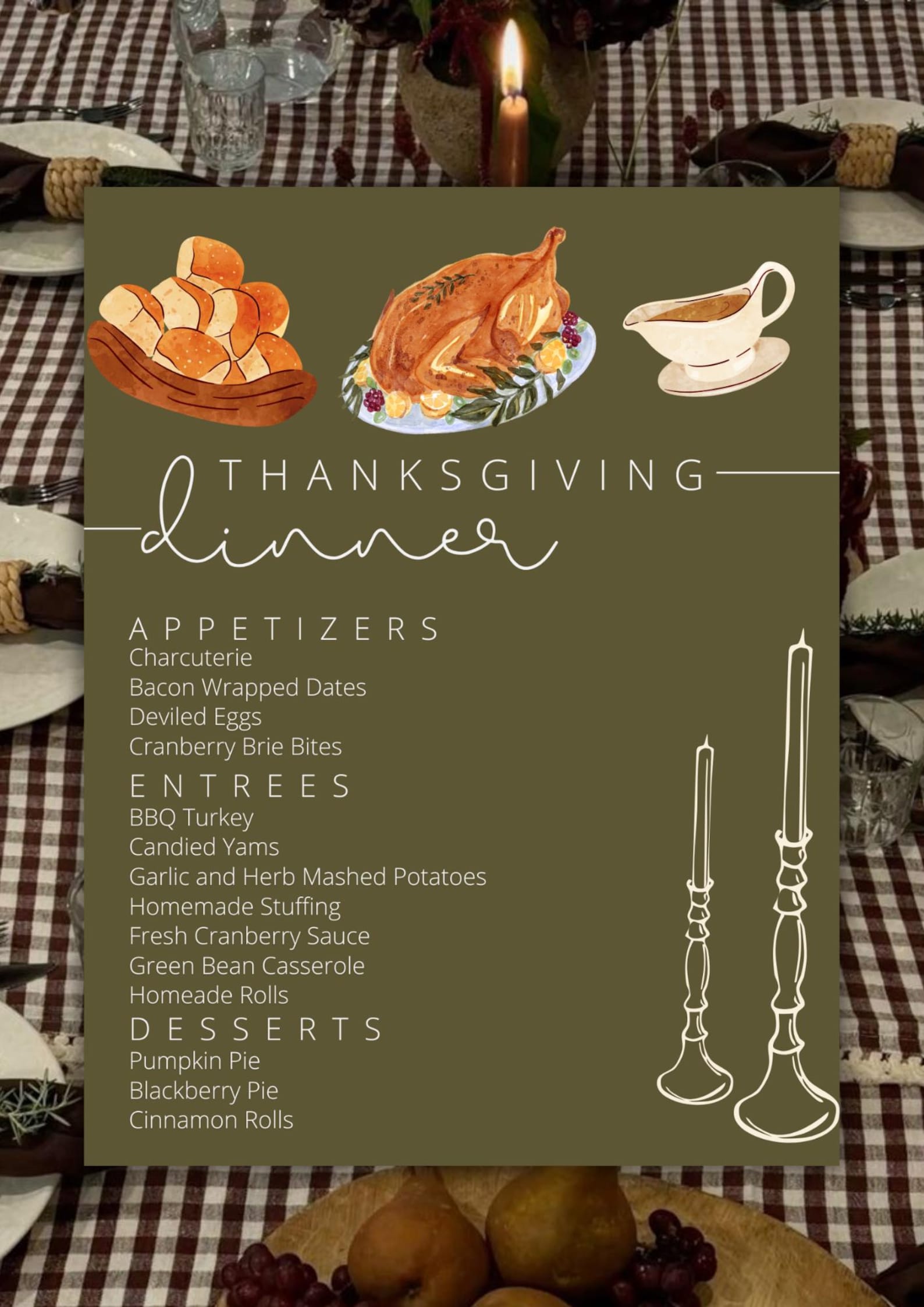 Thanksgiving or Friendsgiving Dinner Menu Card - Etsy