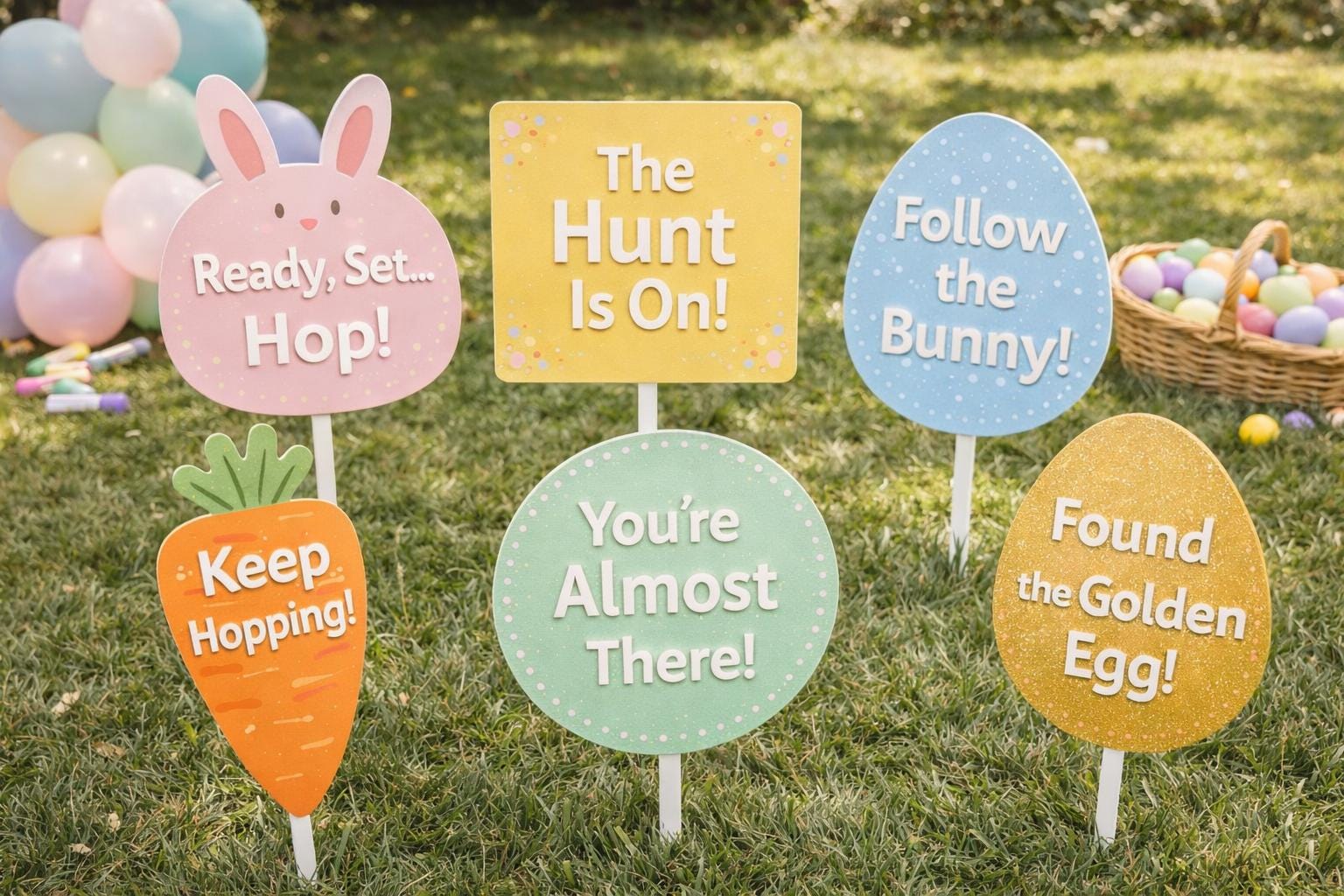 Easter Egg Hunt Lawn Signs – Bunny, Carrot, Egg Decor Set - Etsy