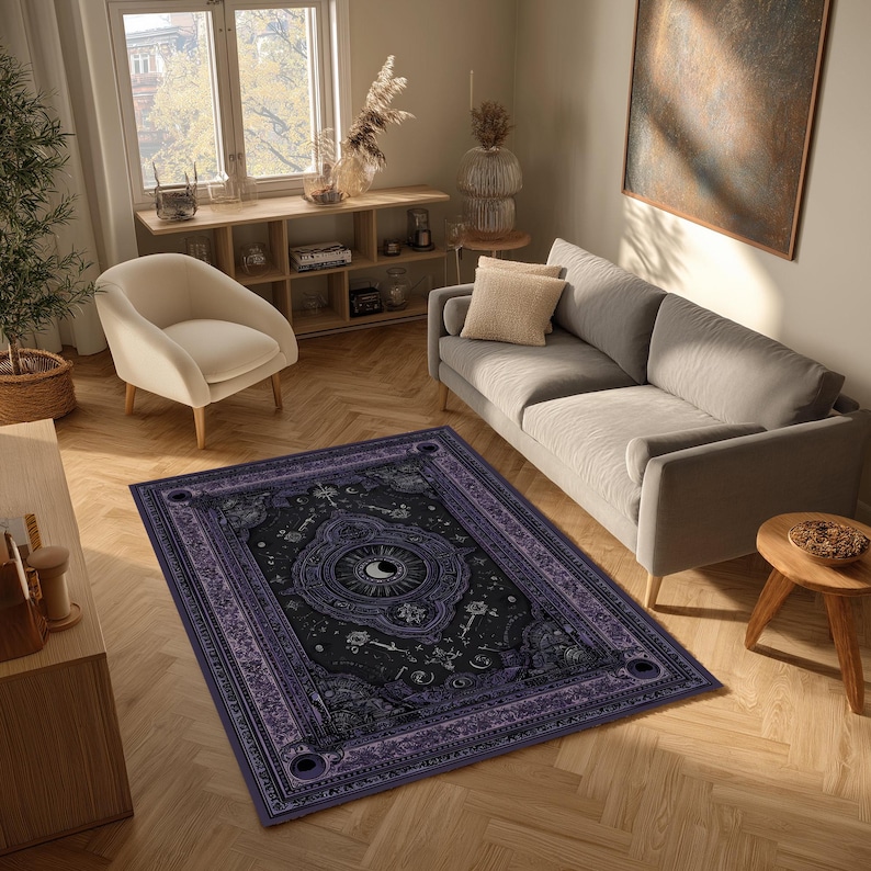 Purple Gothic Eye Rug, Dark Mystical Boho Carpet, Vintage Style Occult ...
