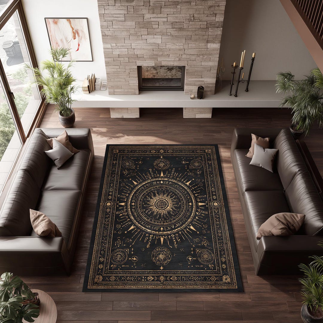 Celestial Alchemy Rug, Gothic Gold Occult Mystic Decor - Etsy