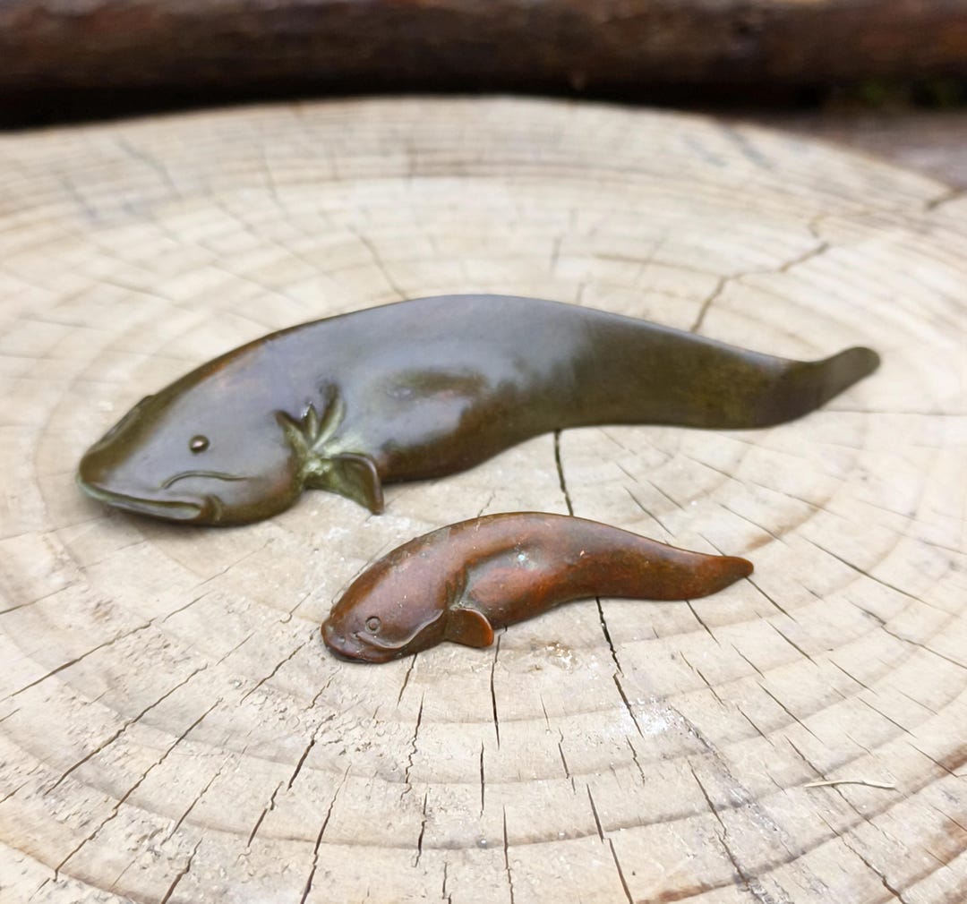 Antique Pure Copper Catfish Tea Pet Sculpture / Home Desktop Mini ...