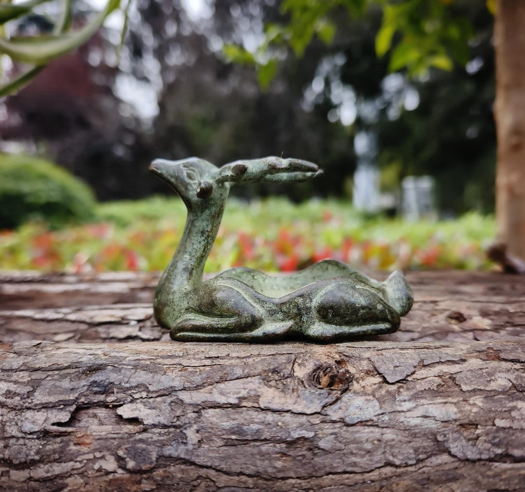 Pure Copper Vintage Sika Deer Sculpture / Desk Pen Holder / Home ...