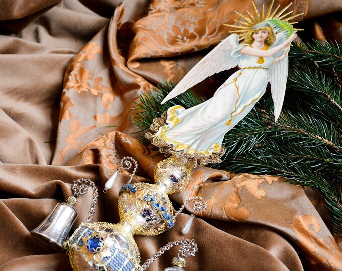 Glass Tree Topper Angel, Victorian Christmas Tree Topper, Angel Tree ...