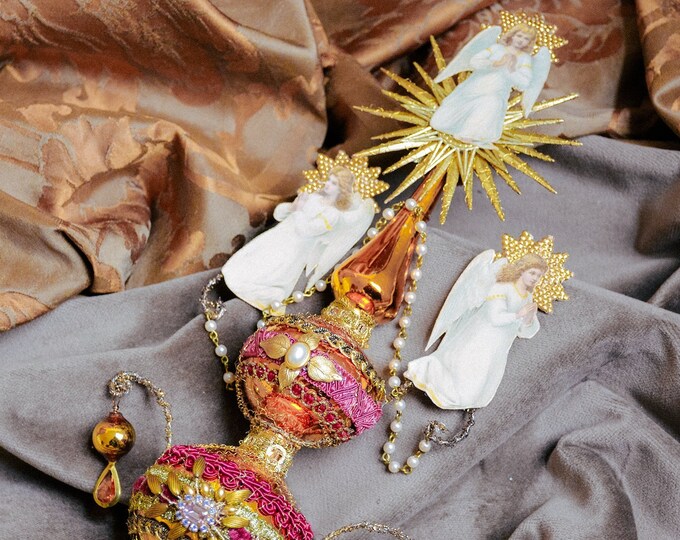 Glass Tree Topper Angel, Victorian Christmas Tree Topper, Angel Tree ...