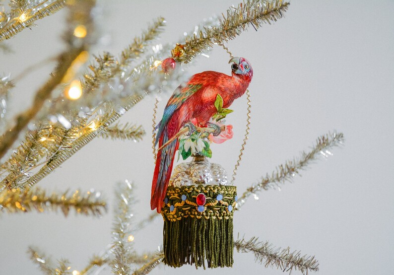 Parrot Christmas Ornament, Victorian Christmas Ornament, Glass Parrot ...