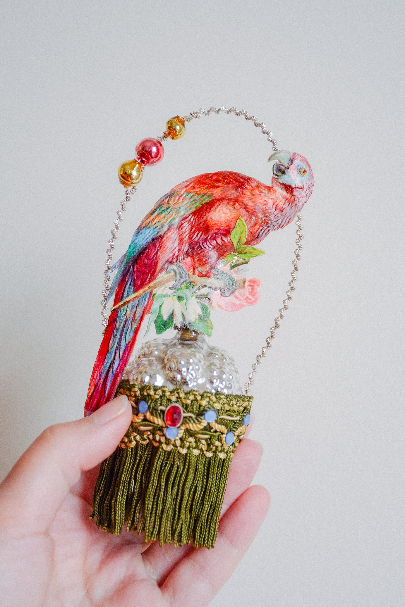 Parrot Christmas Ornament, Victorian Christmas Ornament, Glass Parrot ...