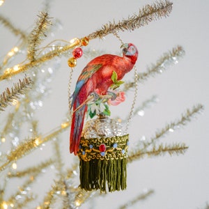 Parrot Christmas Ornament, Victorian Christmas Ornament, Glass Parrot ...
