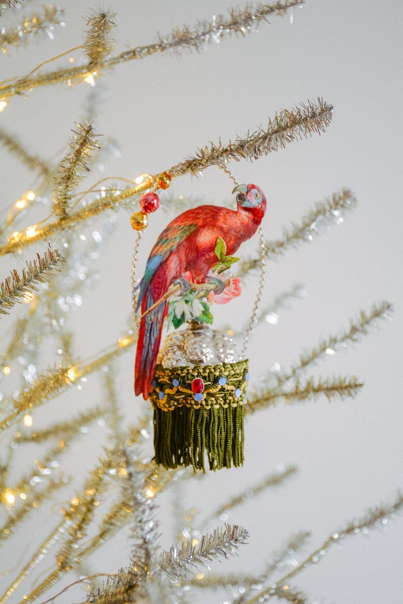 Parrot Christmas Ornament, Victorian Christmas Ornament, Glass Parrot ...