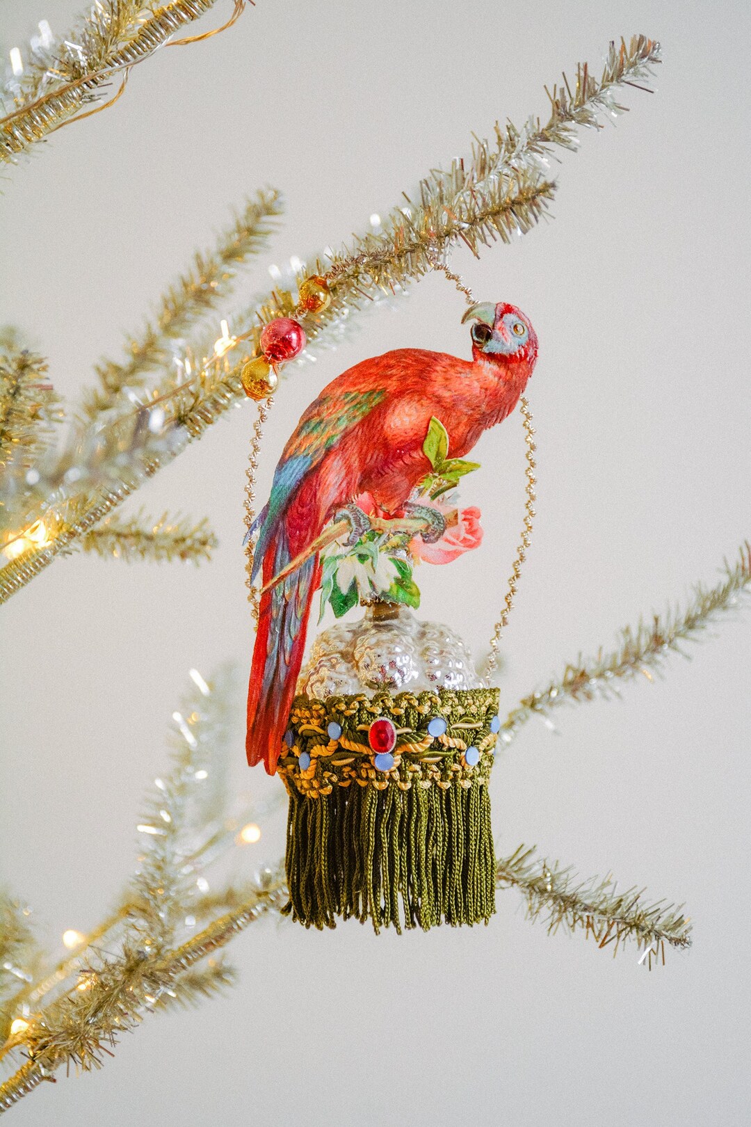 Parrot Christmas Ornament, Victorian Christmas Ornament, Glass Parrot ...