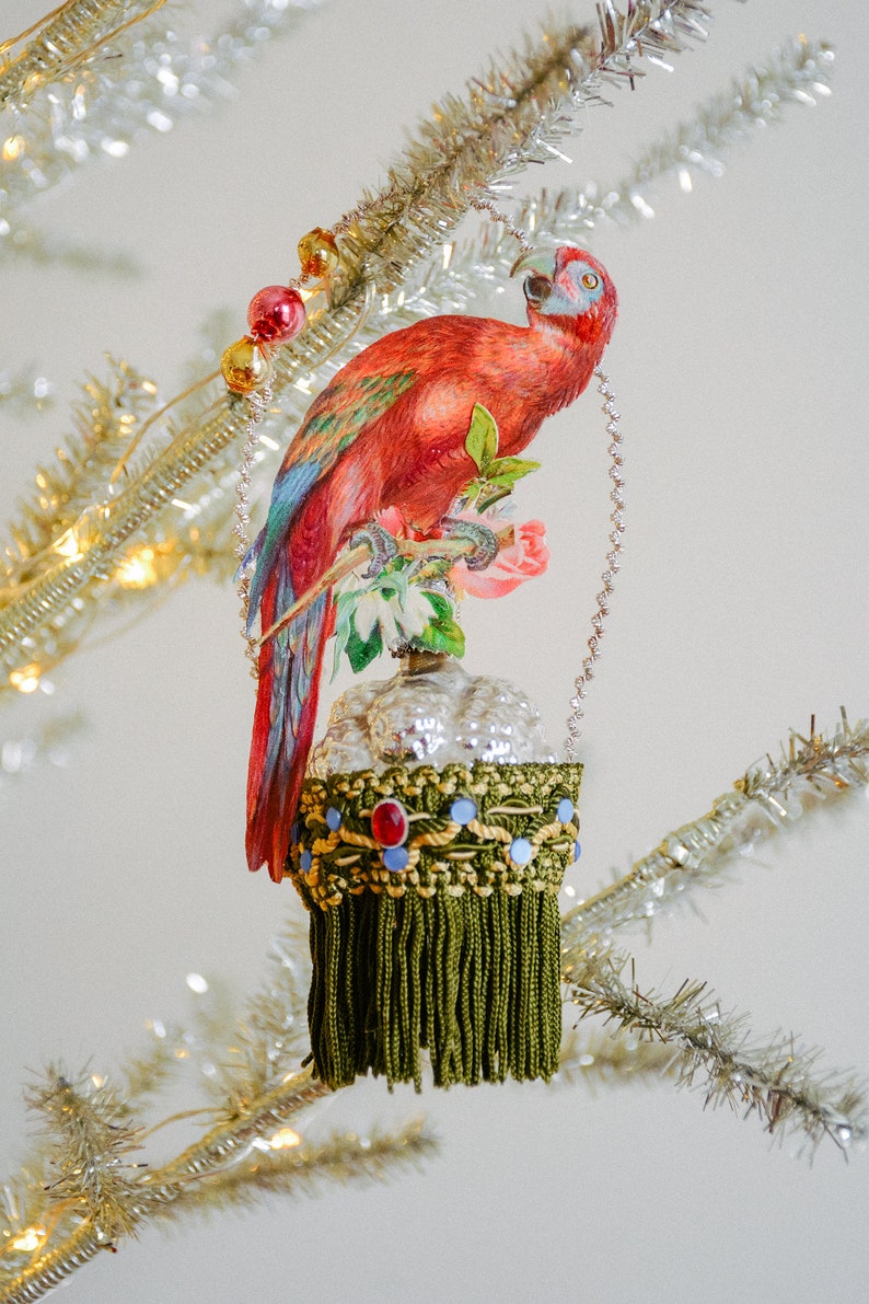 Parrot Christmas Ornament, Victorian Christmas Ornament, Glass Parrot ...
