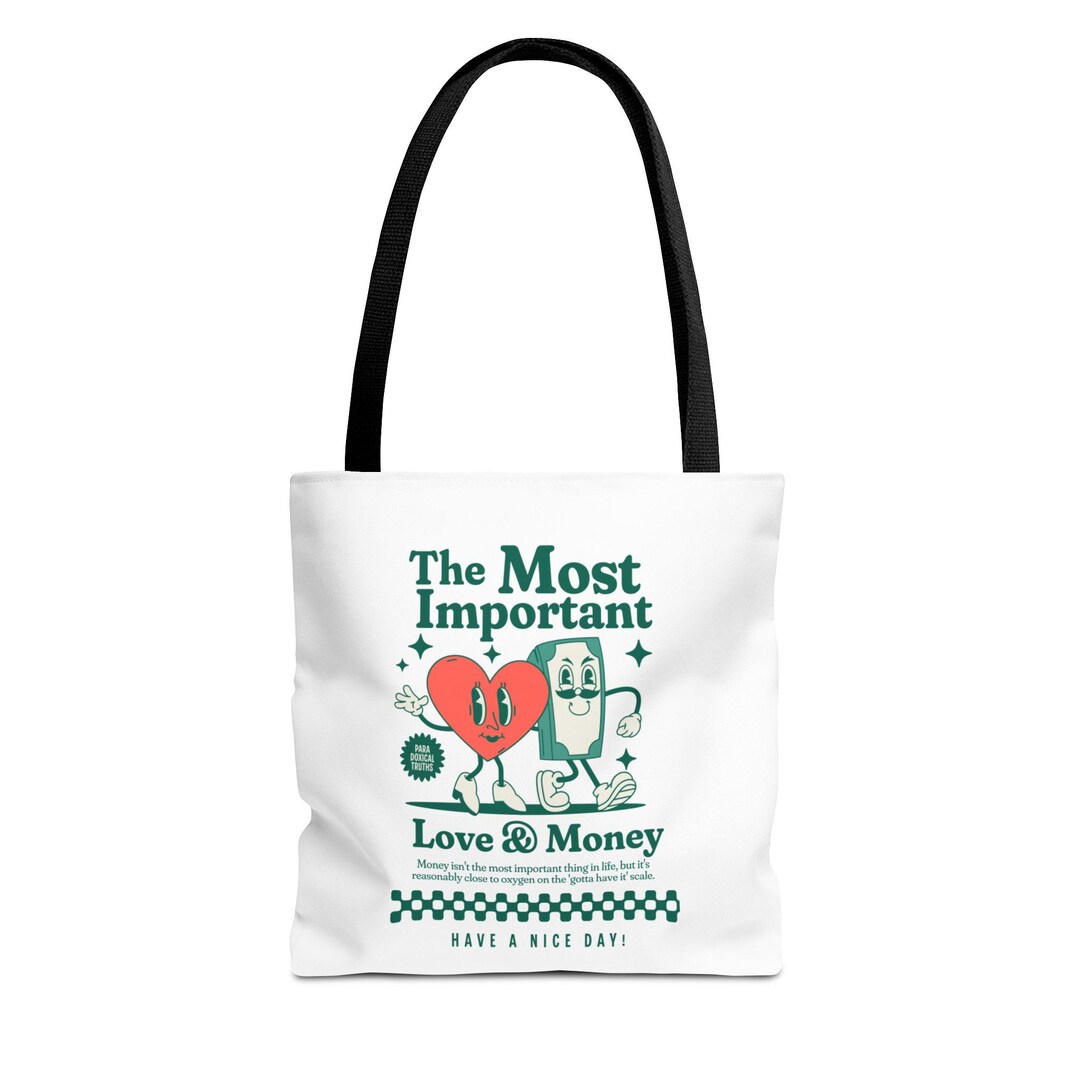 Love & Money Tote Bag, Fun Shopper Bag, Cute Casual Tote, Unique Gift ...