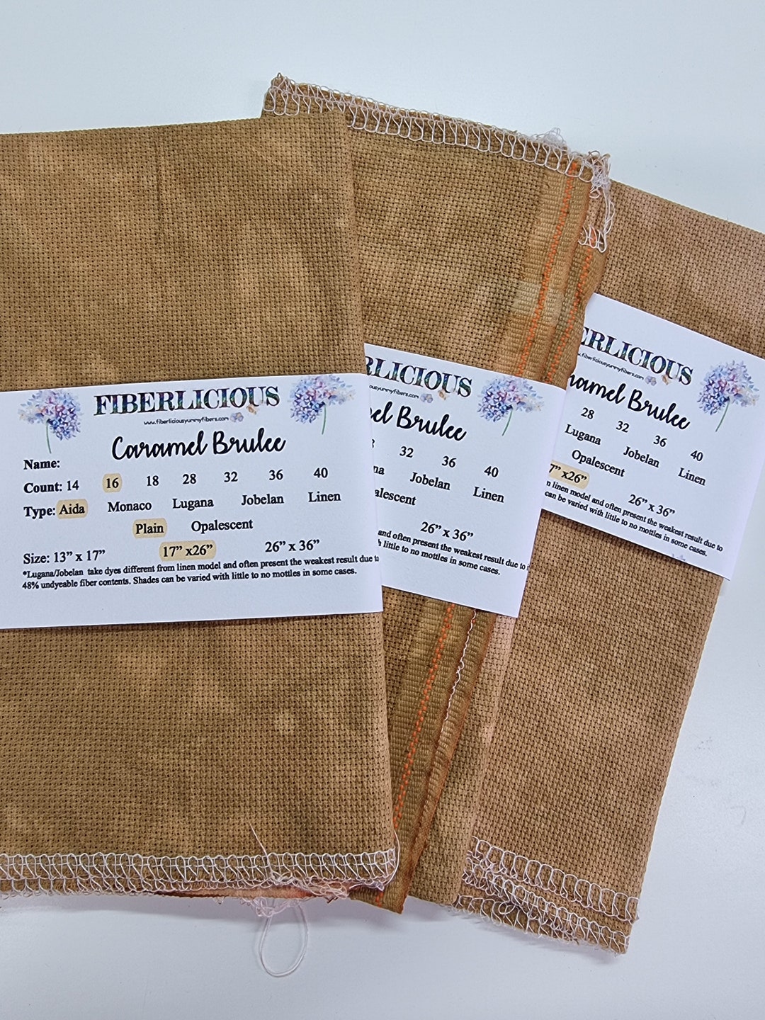 Fiberlicious Fabrics - "caramel Brulee" Hand Dyed - 16ct Zweigart Aida ...