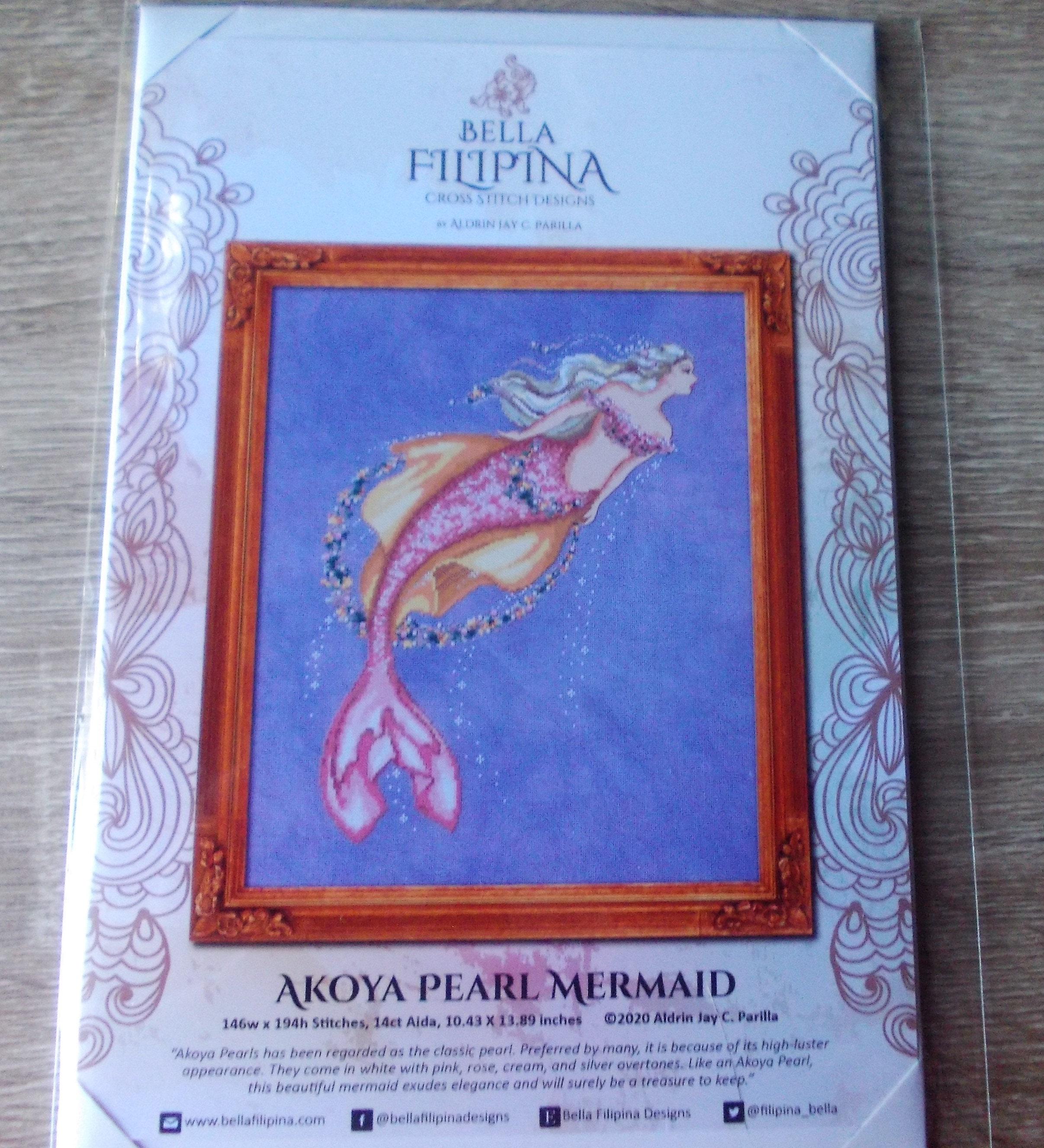Bella Filipina Designs - Akoya Pearl Mermaid Cross Stitch Chart BF021 ...