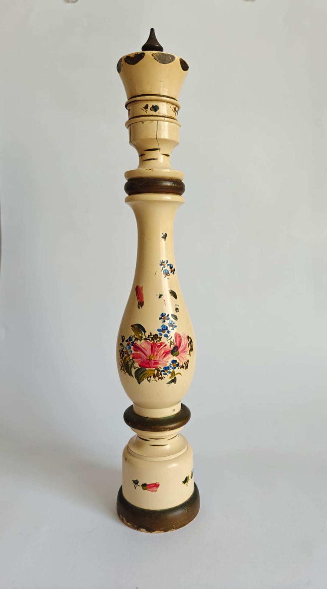 Giant Vintage Wooden Grinder 41cm Hand Painted - Large Wooden Pepper ...